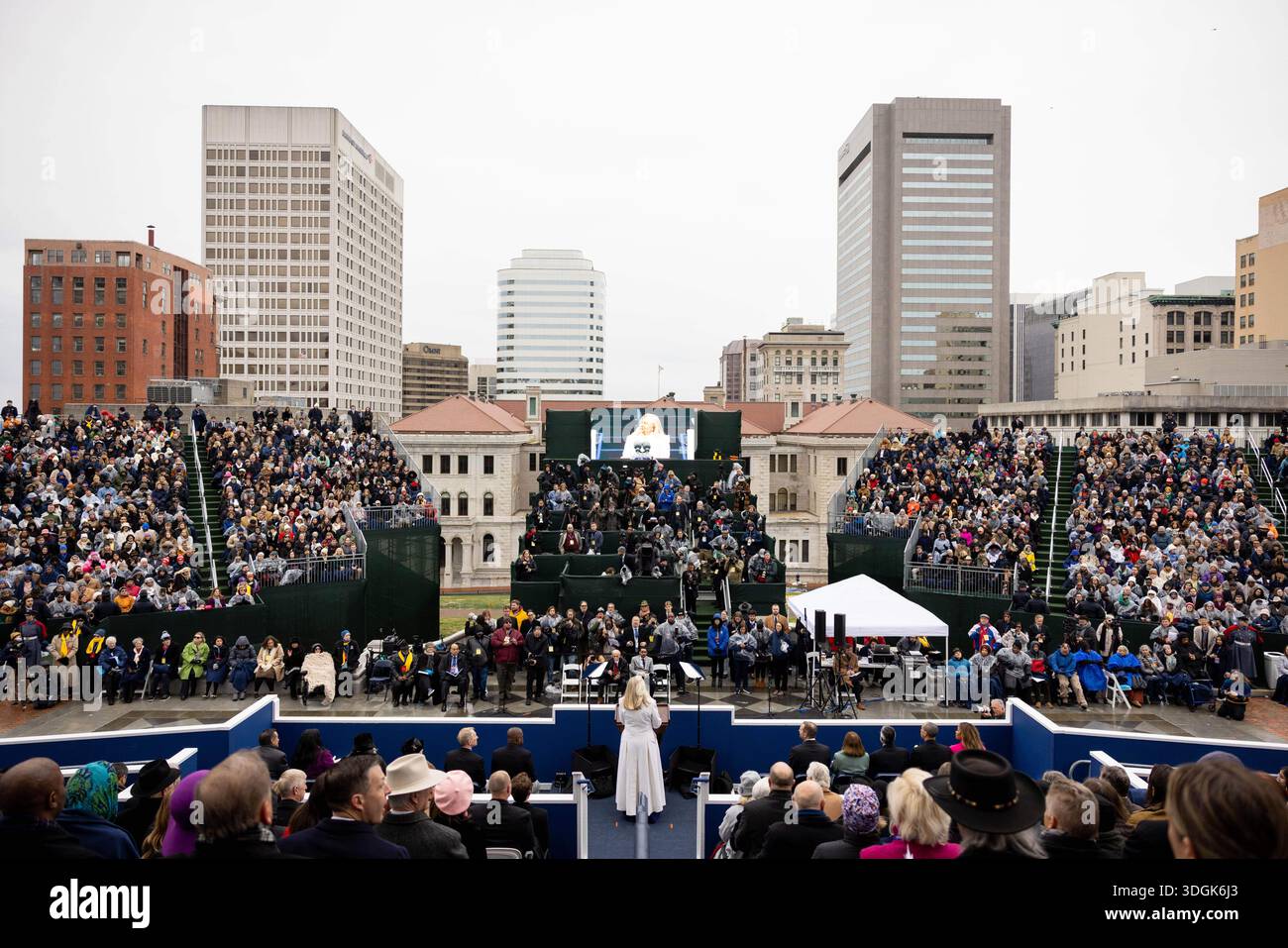 Governor Abigail Spanberger speaks to the crowd during her Inauguration ...