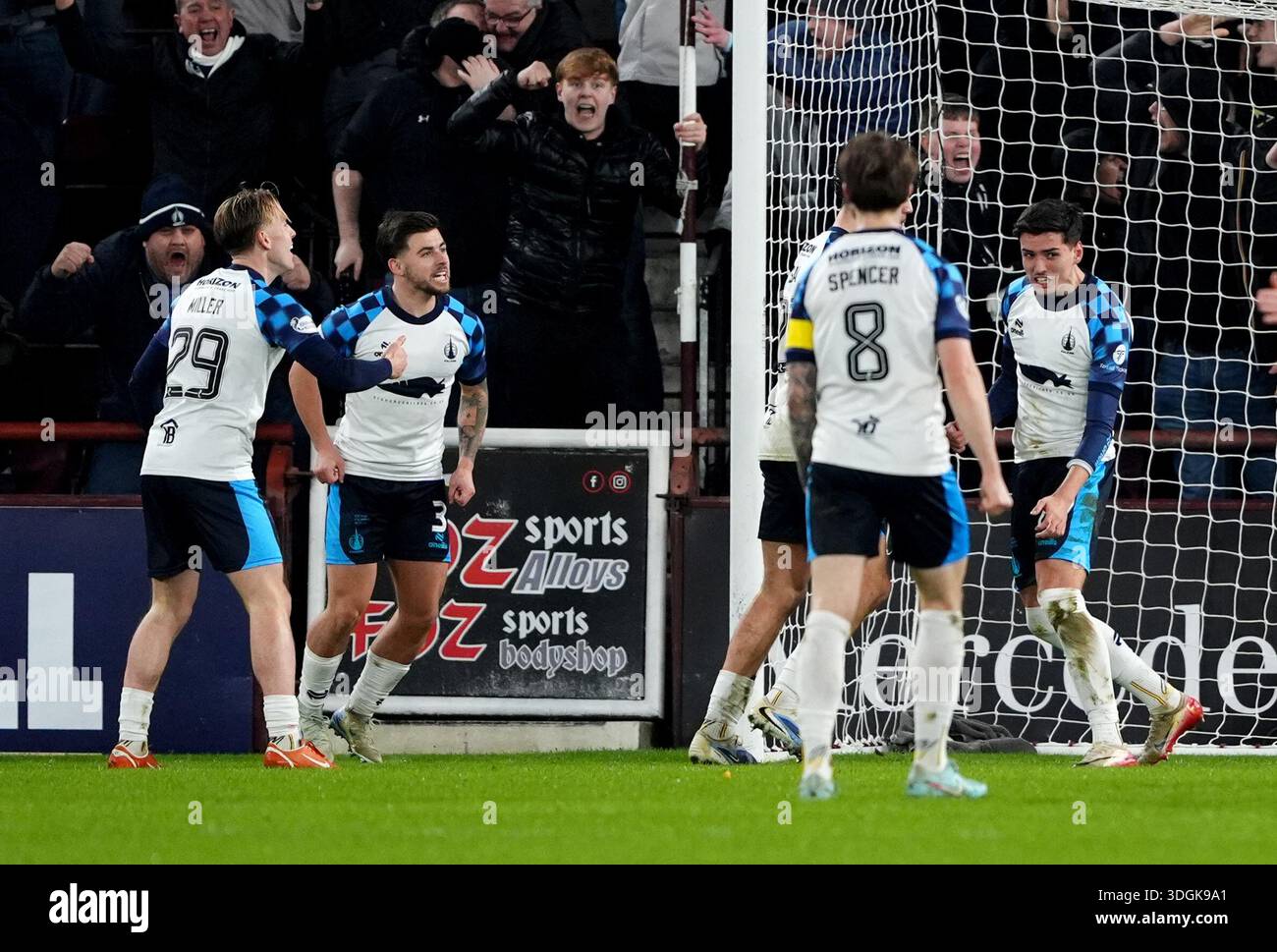 Falkirk's Ben Parkinson (right) celebrates after scoring his sides ...