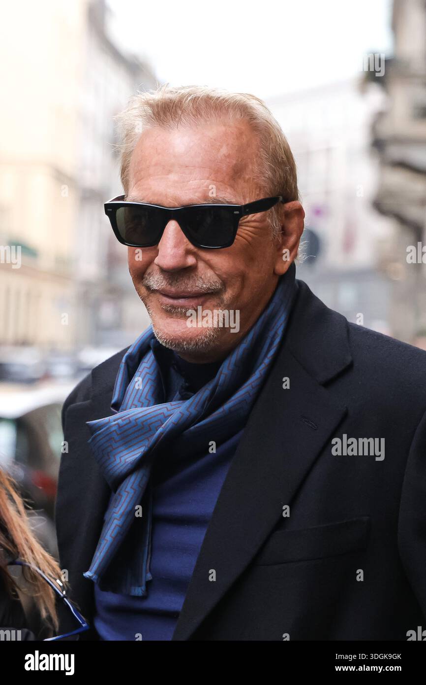 Milan, Italy. 17th Jan, 2026. Kevin Costner (actor) arrives at the ...