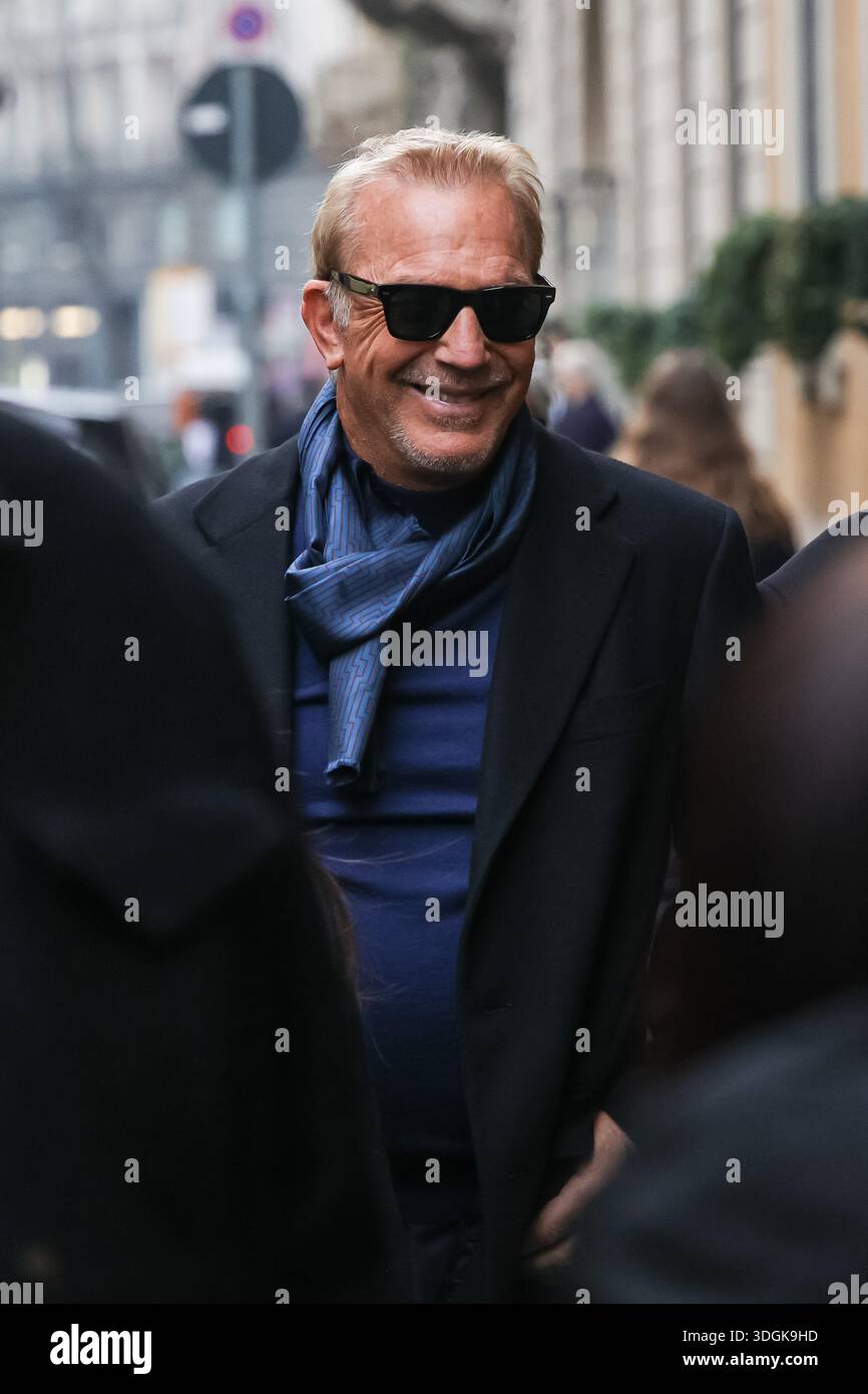 Milan, Italy. 17th Jan, 2026. Kevin Costner (actor) arrives at the ...