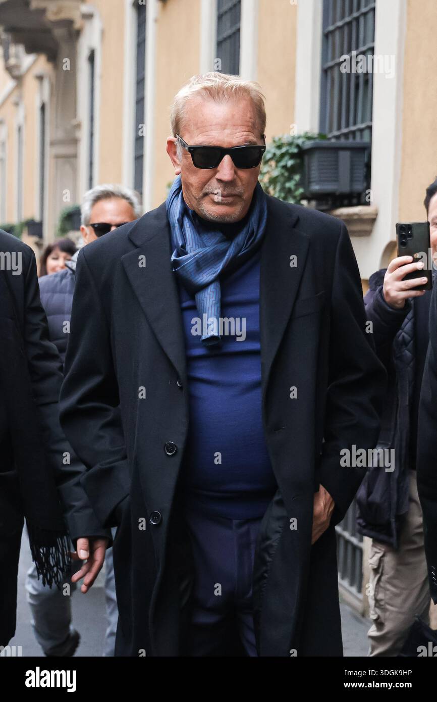Milan, Italy. 17th Jan, 2026. Kevin Costner (actor) arrives at the ...
