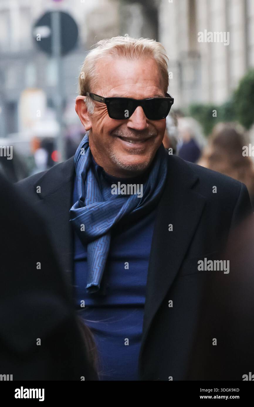 Milan, Italy. 17th Jan, 2026. Kevin Costner (actor) arrives at the ...