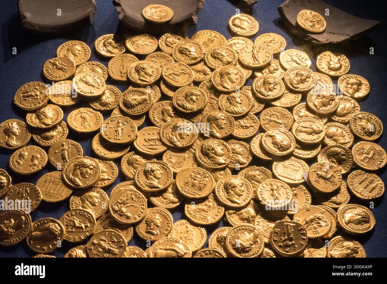 The Didcot Hoard coins on display in the Ashmolean Museum, Oxford, UK ...