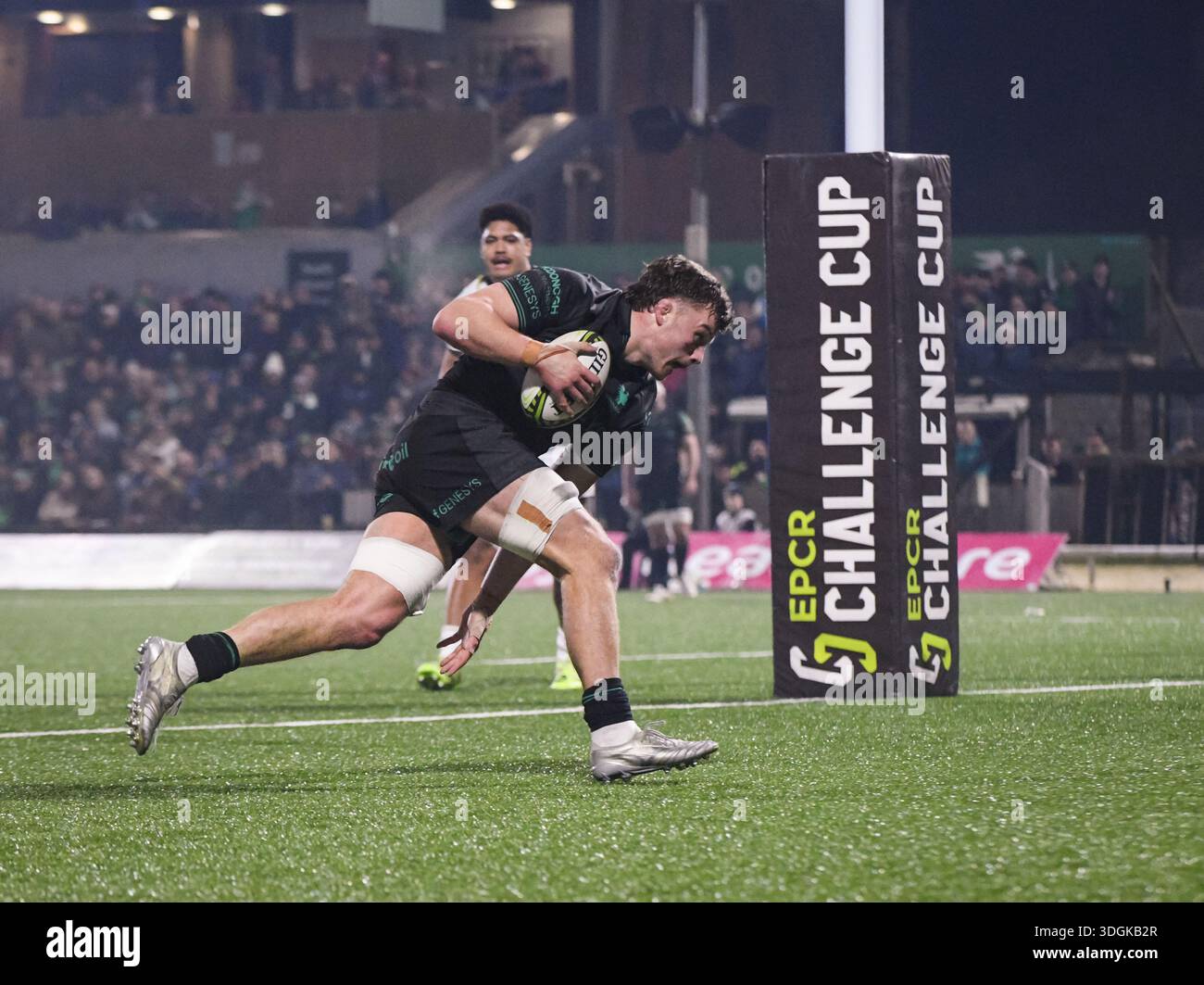 Galway, Ireland. 17th January, 2026. Connacht's Cian Prendergast scores ...