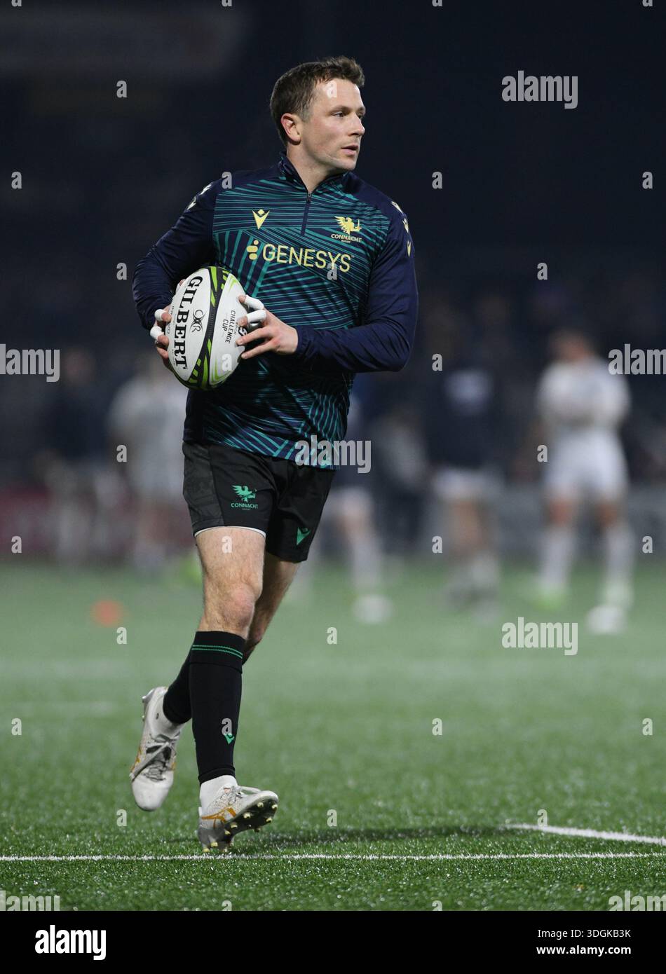 Galway, Ireland. 17th January, 2026. Jack Carty of Connacht warming up ...