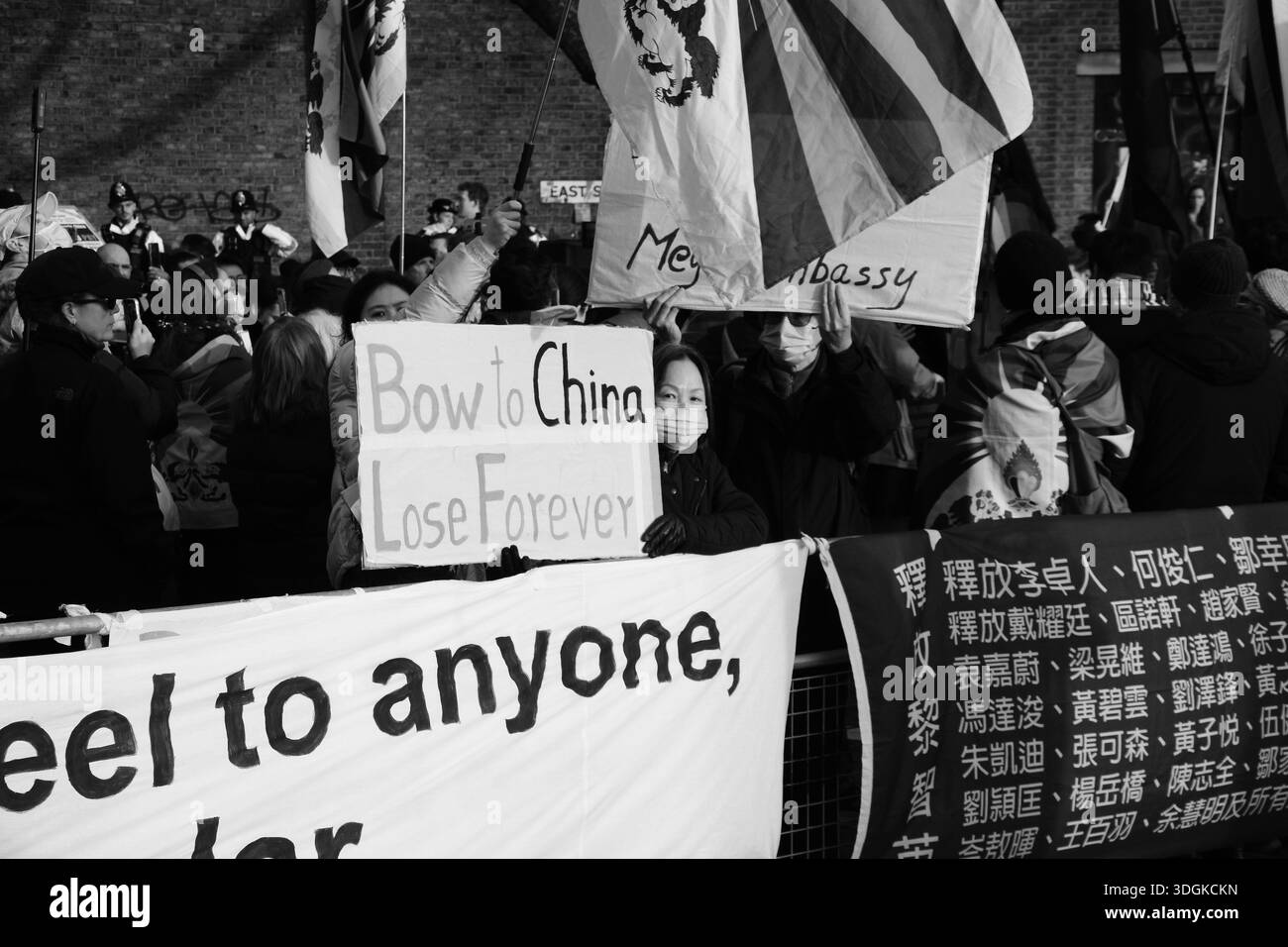 Demonstration against the Chinese mega embassy at the old Royal Mint ...