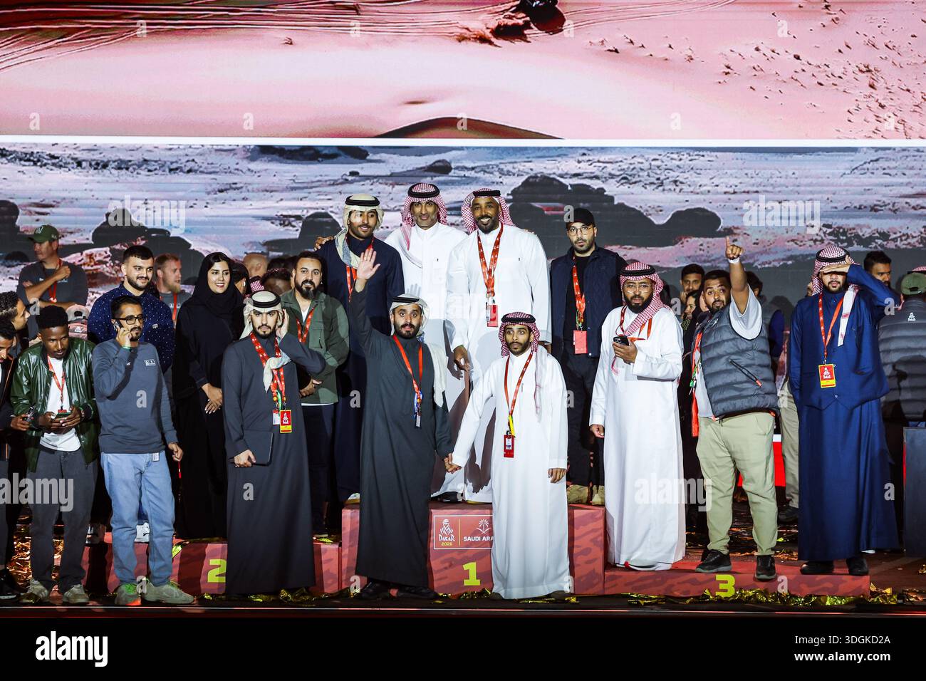 Saudi staff on the podium during the Prize Giving Ceremony and Finish ...