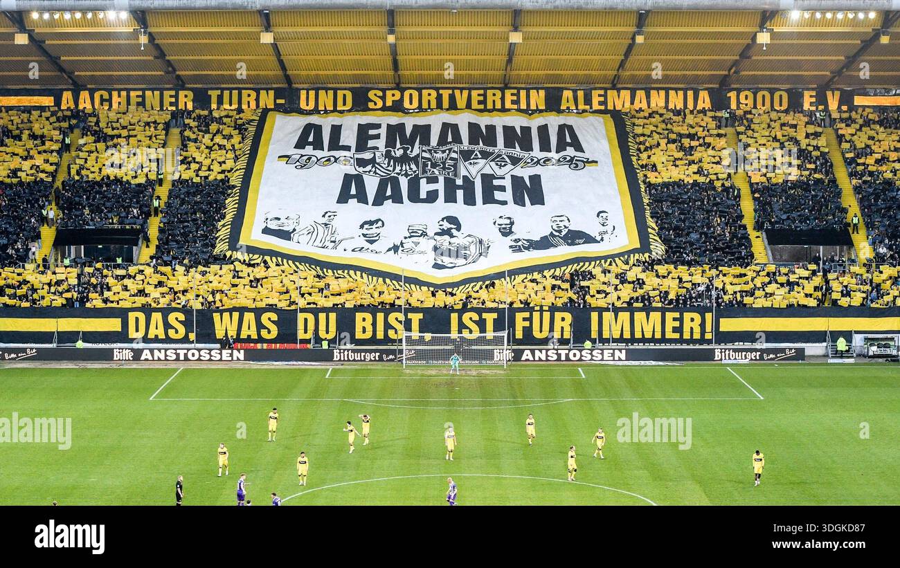 The fan corner of the Alemannia supporters, choreography, choreography ...
