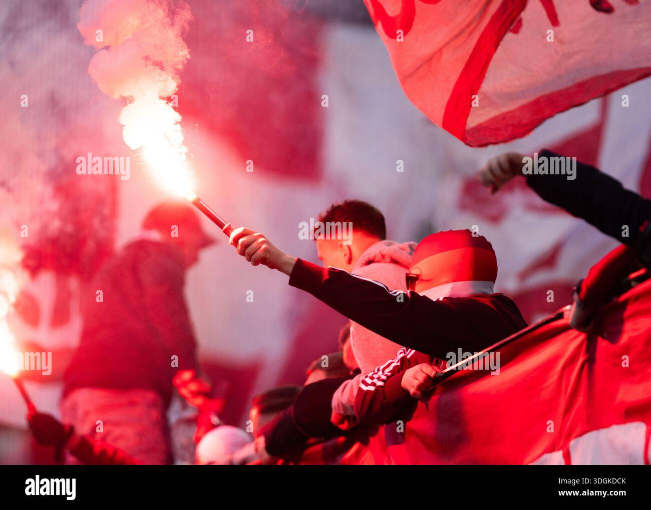 Köln, RheinEnergieStadion, 17.01.2026: FC Koeln Fans with pyrotechnics ...