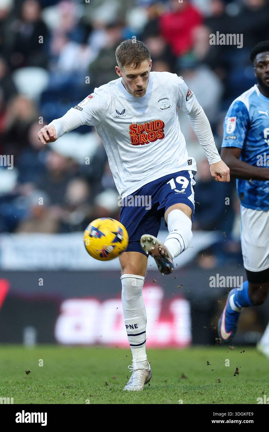 Preston North End's Lewis Gibson during the Sky Bet Championship match ...