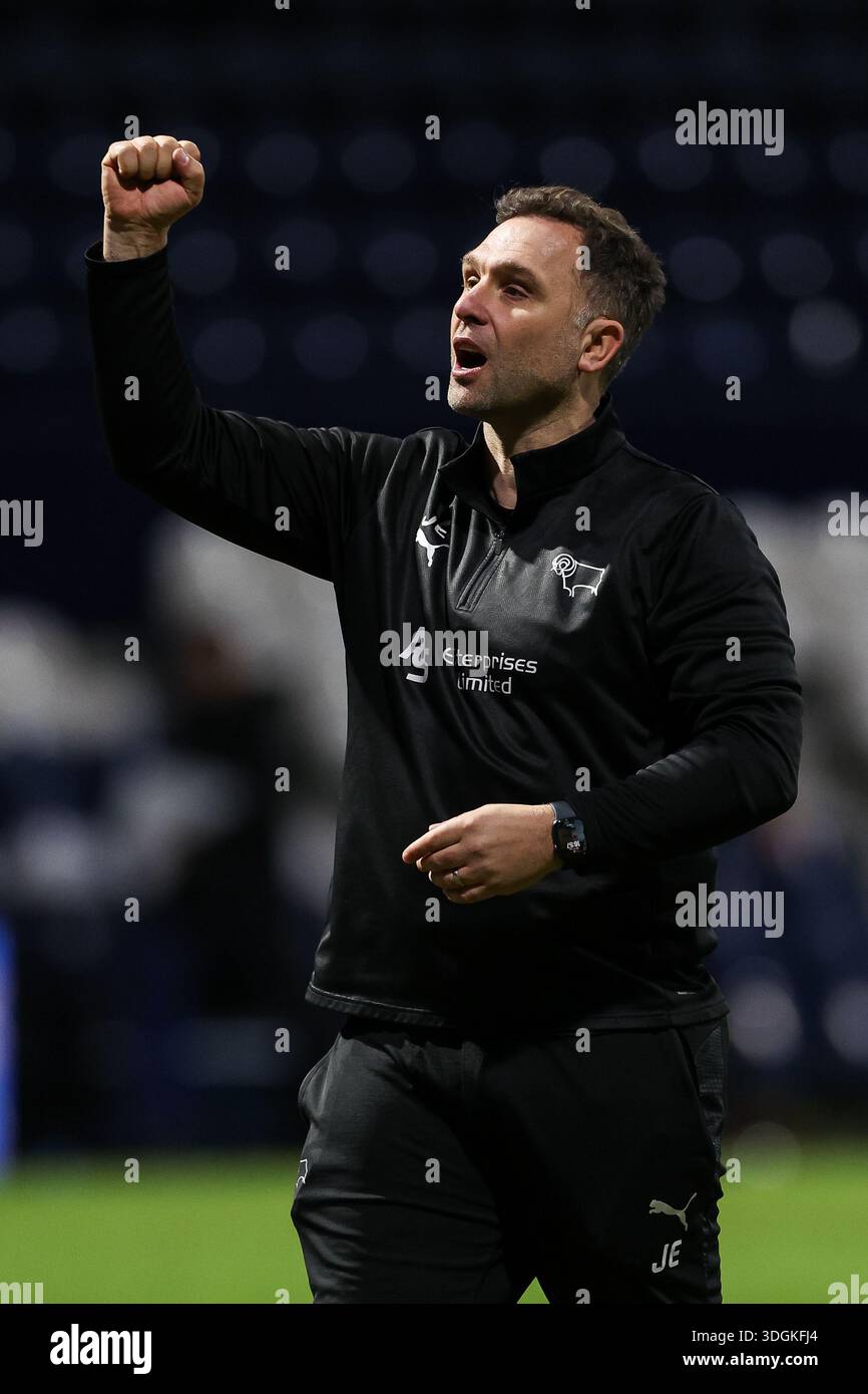 Derby County manager John Eustace after the Sky Bet Championship match ...