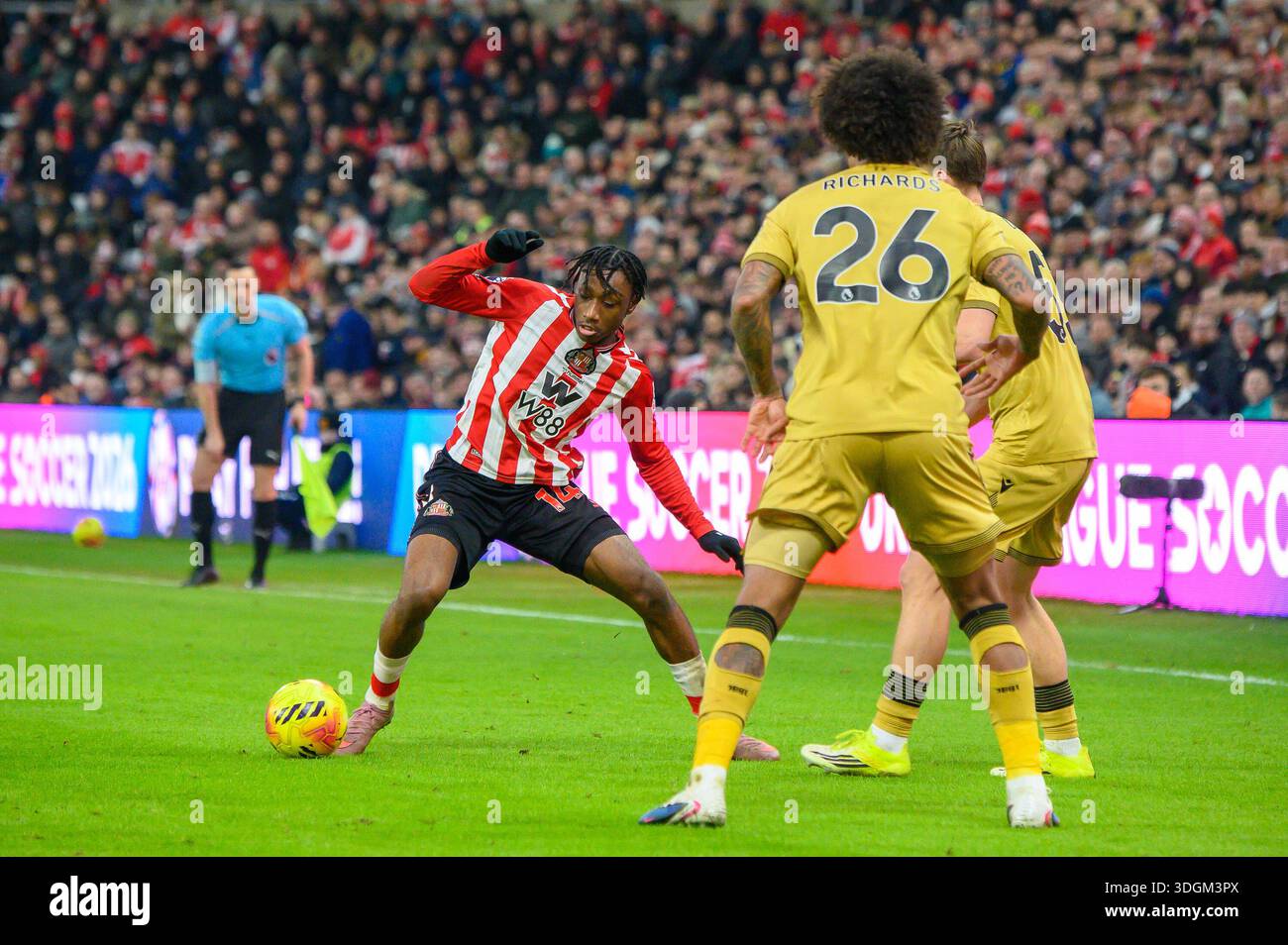 Sunderland AFC forward Romaine Mundle in action against Crystal Palace ...