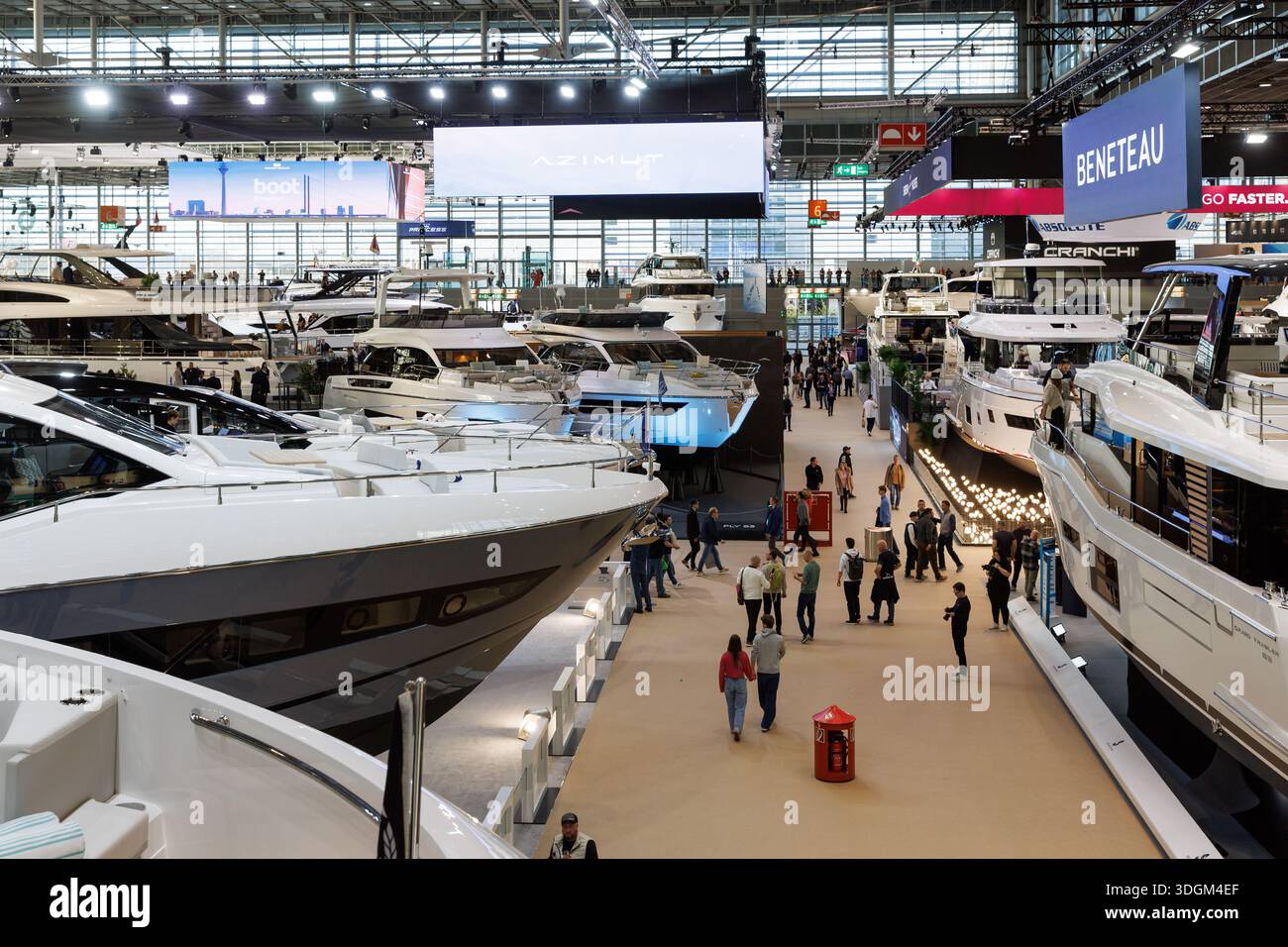 General views of superyachts on display in Hall 6 during boot ...