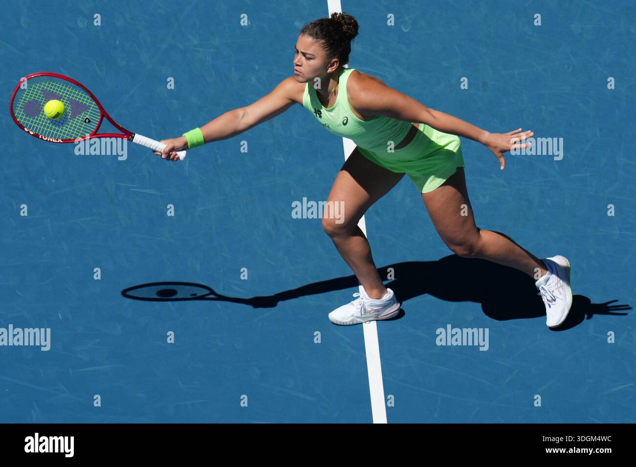 Jasmine Paolini of Italy plays a forehand return to Aliaksandra ...