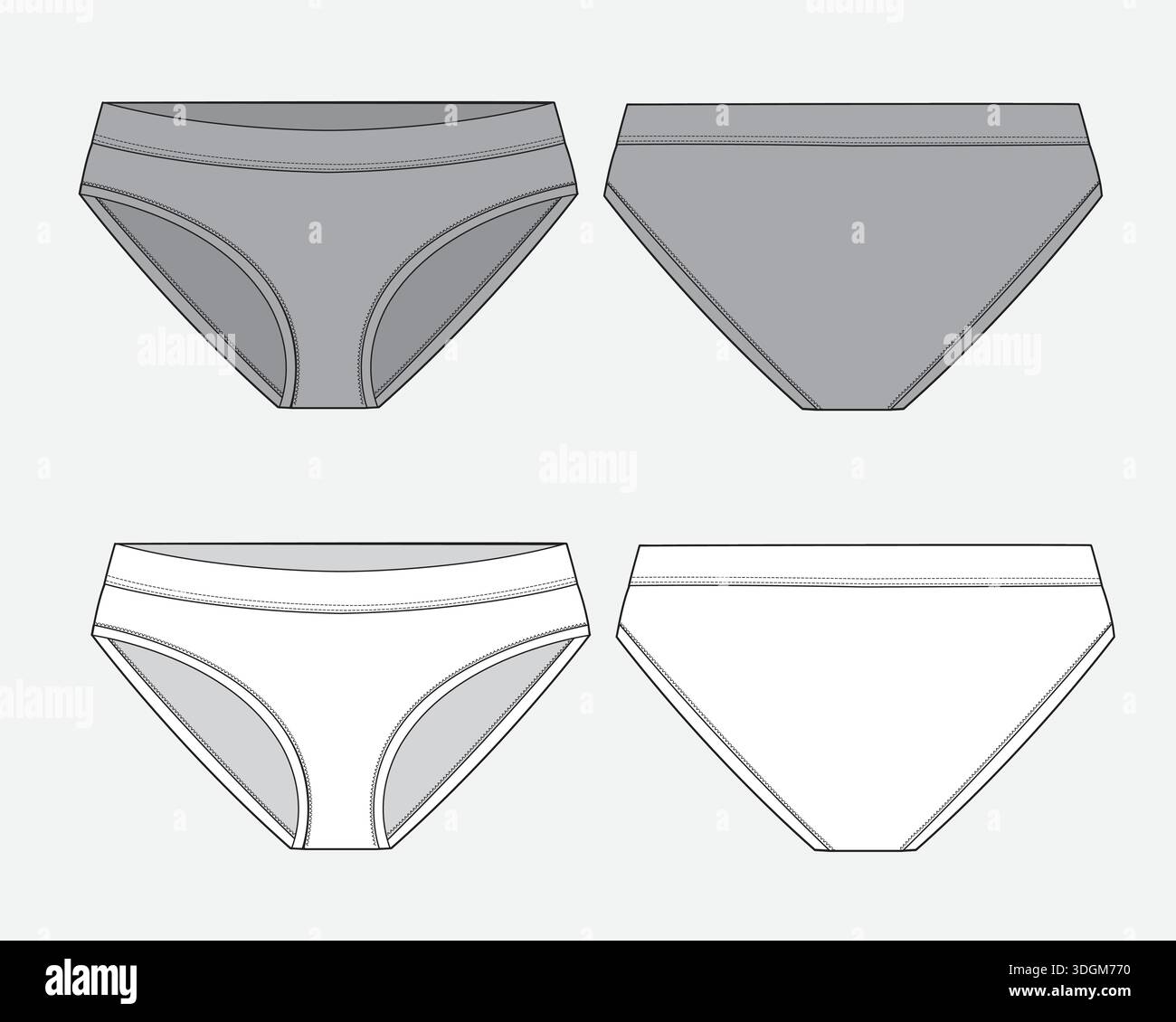 Women briefs vector design mockup template technical flat sketch Stock ...