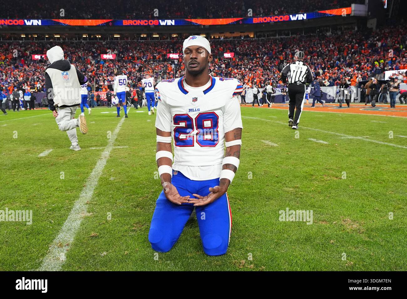 Buffalo Bills safety Sam Franklin Jr. reacts after an NFL divisional ...