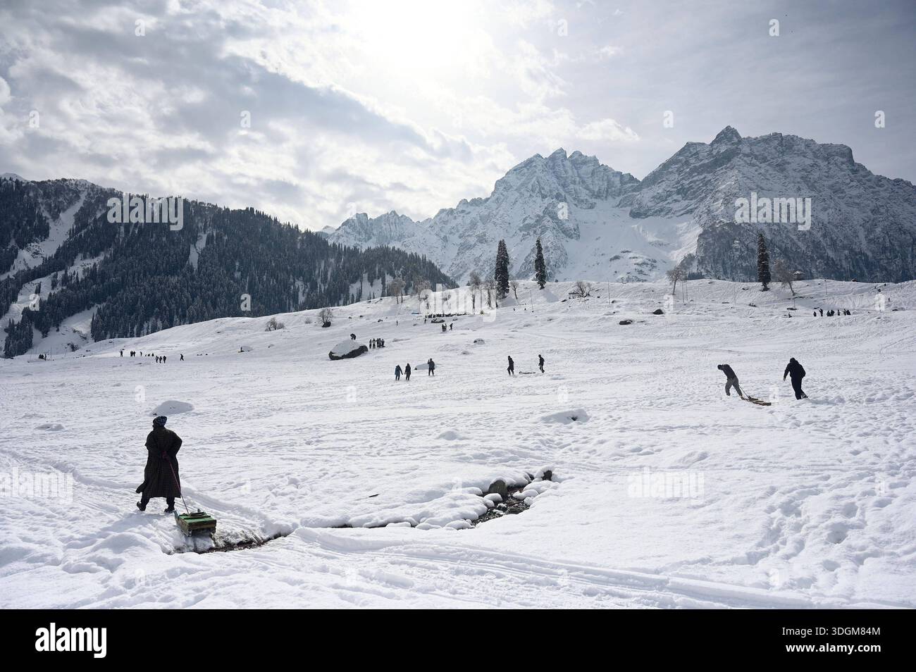 SRINAGAR, INDIA - JANUARY 17: A view of a snow-covered Sonamarg after ...