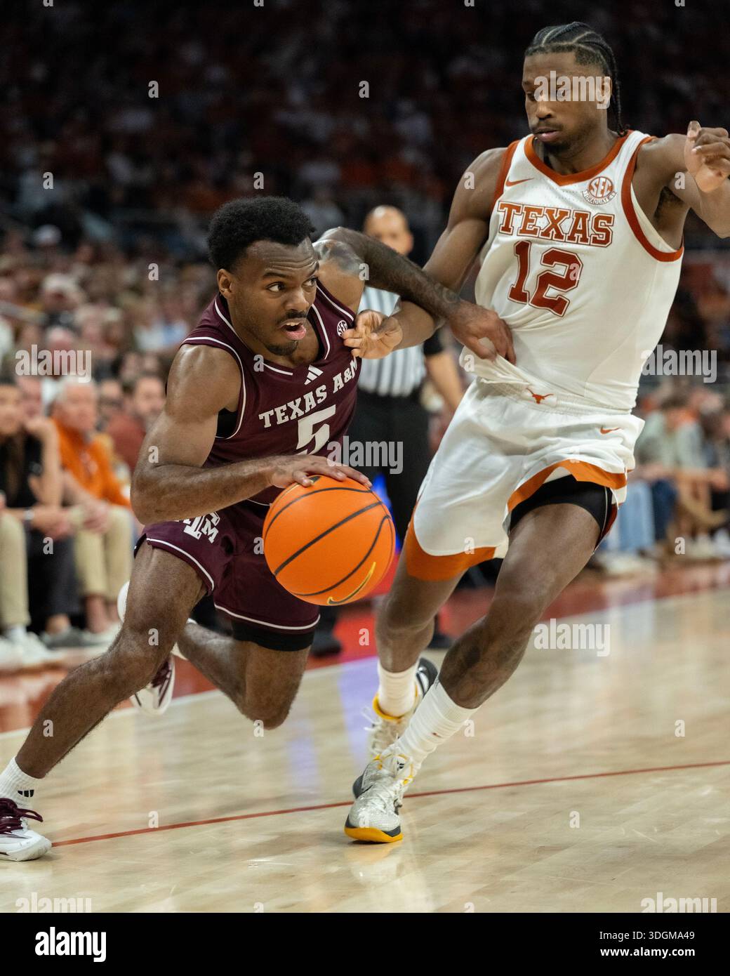 Jan 17, 2026. Jacari Lane (5) of the Texas A&M Aggies in action vs the ...