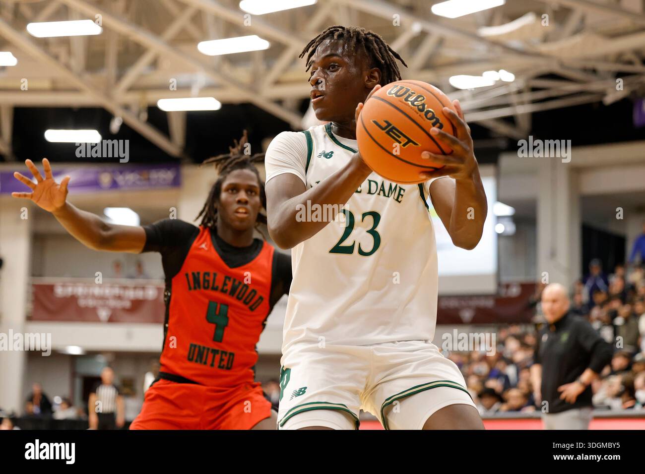 Notre Dame Abdou Toure (23) in action against Inglewood during a high ...