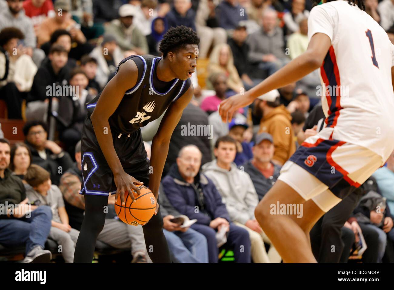IMG Academy Bamba Touray (24) in action against Stepinac during a high ...