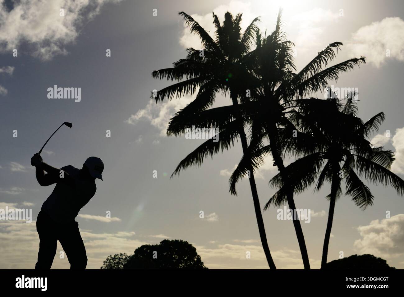 John Parry, of England, hits on the 17th hole during the third round of ...