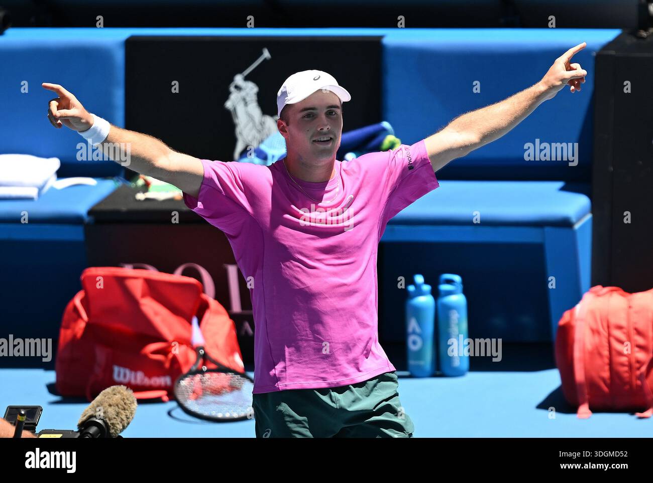 Arthur Fery of Great Britain celebrates winning the Men’s 1st round ...