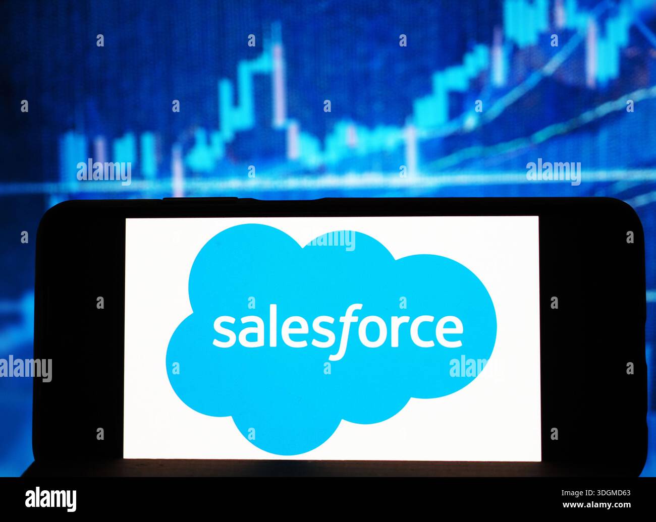 In this photo illustration, Salesforce, Inc. logo seen displayed on a ...