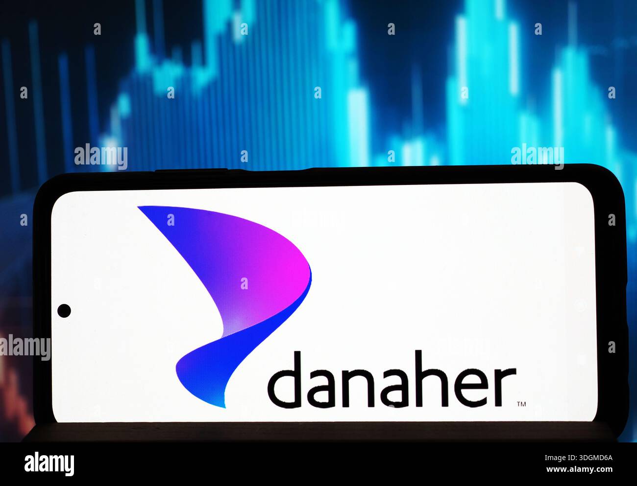 In this photo illustration, Danaher Corporation logo seen displayed on ...