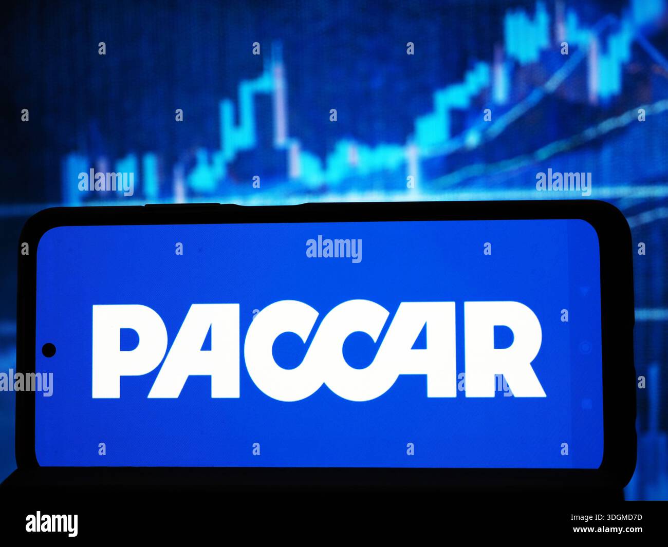 In this photo illustration, PACCAR Inc. logo seen displayed on a ...