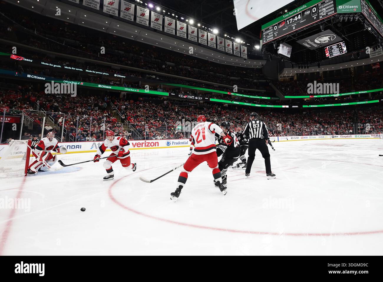 A general view of a face off between the Carolina Hurricanes and the ...