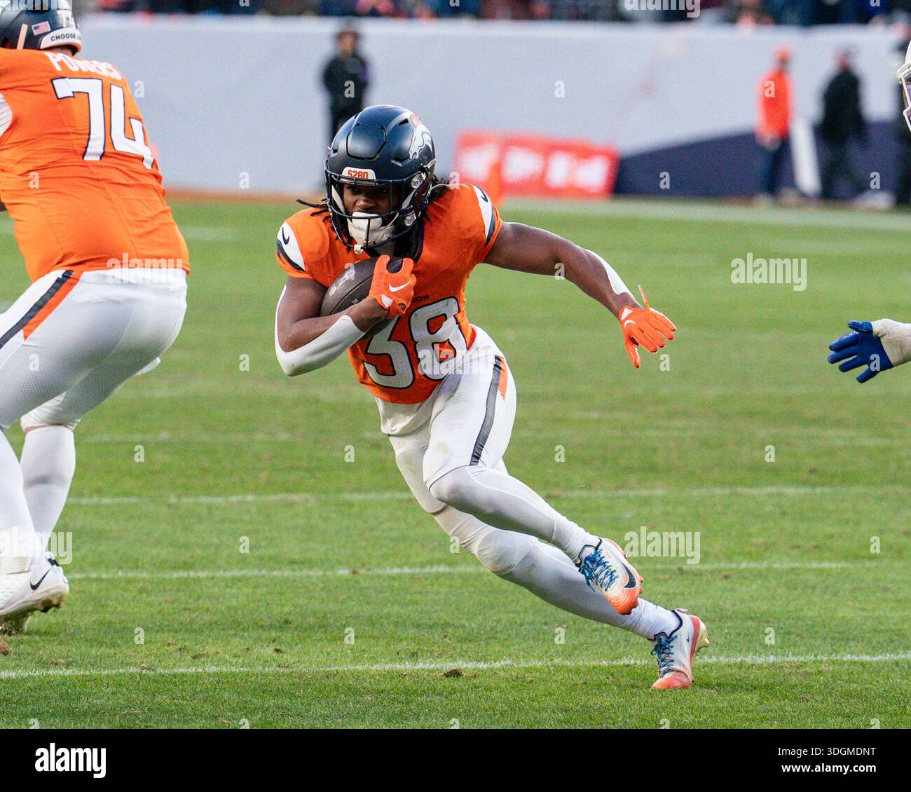 January 17, 2026: Denver Broncos running back Jaleel McLaughlin (38 ...