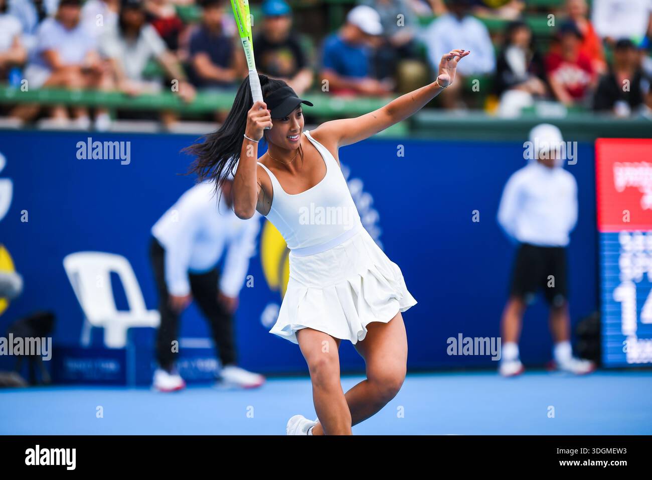 Priscilla Hon (AUS) is seen in action during the tennis match with ...