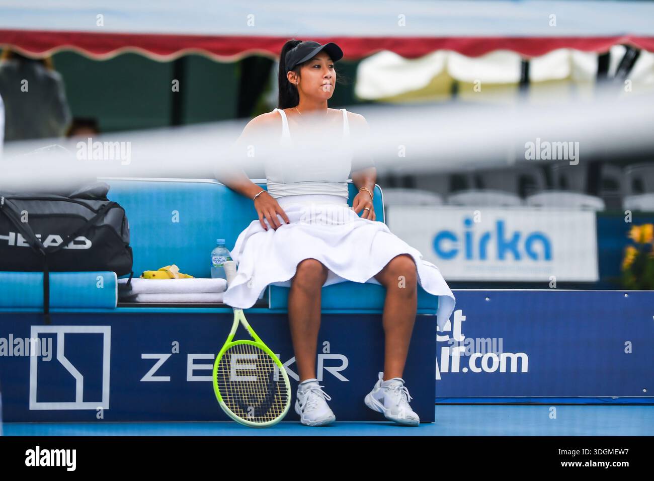 Priscilla Hon (AUS) is seen in action during the tennis match with ...