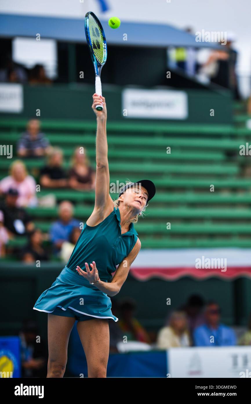 Daniela Hantuchova (SVK) is seen in action during the tennis match with ...