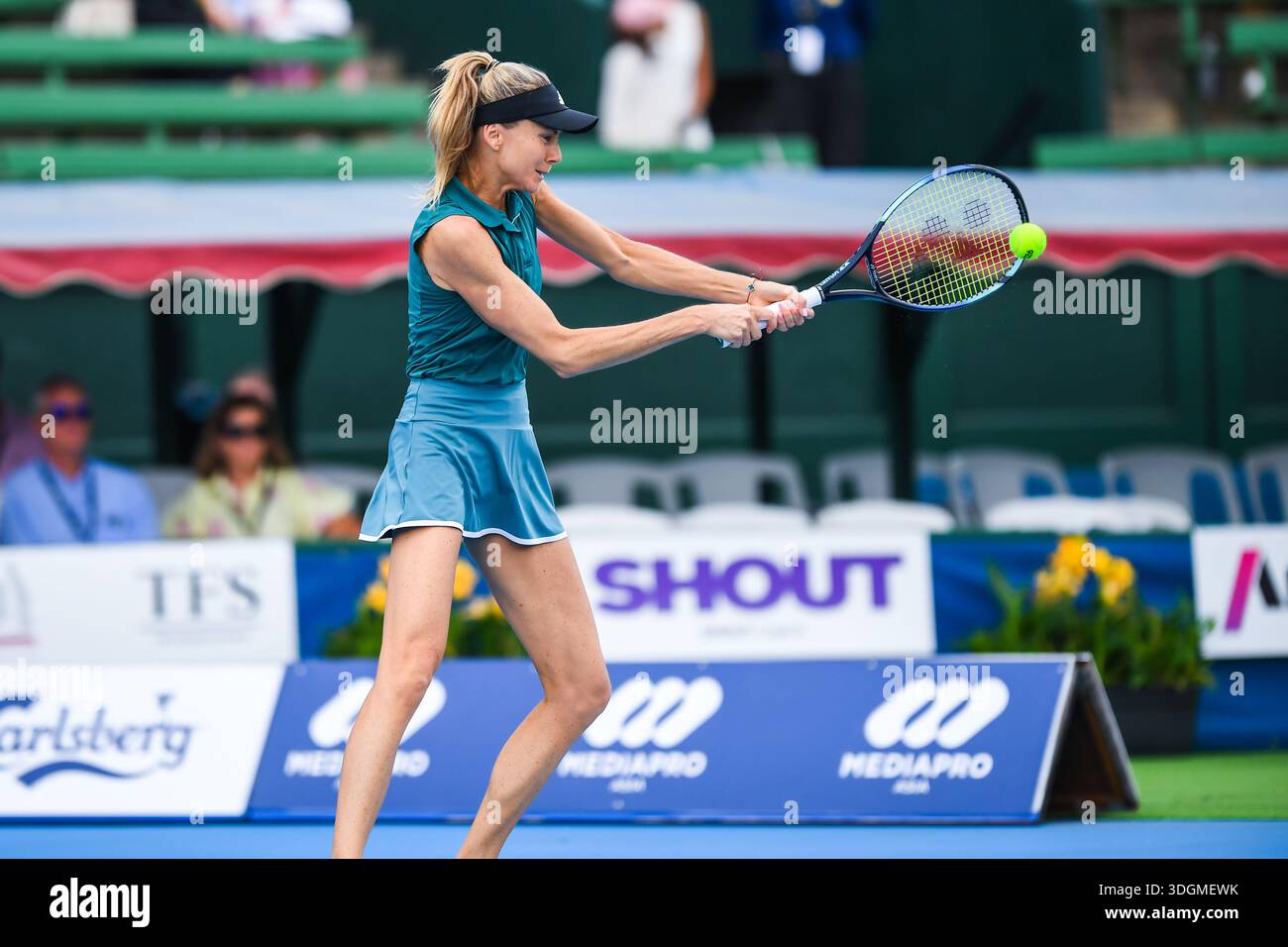 Daniela Hantuchova (SVK) is seen in action during the tennis match with ...