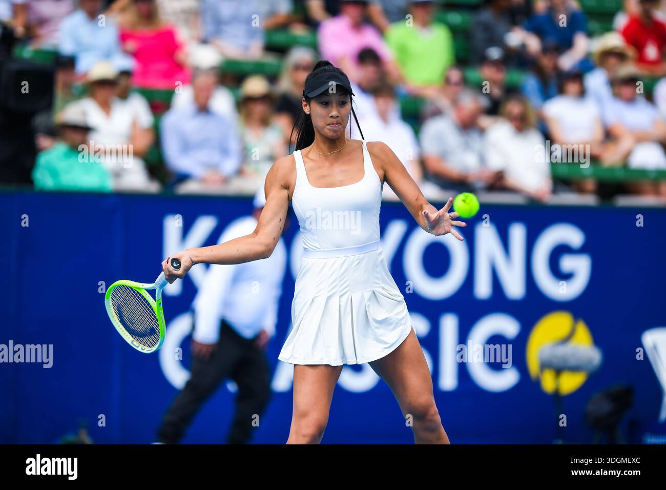 Priscilla Hon (AUS) is seen in action during the tennis match with ...