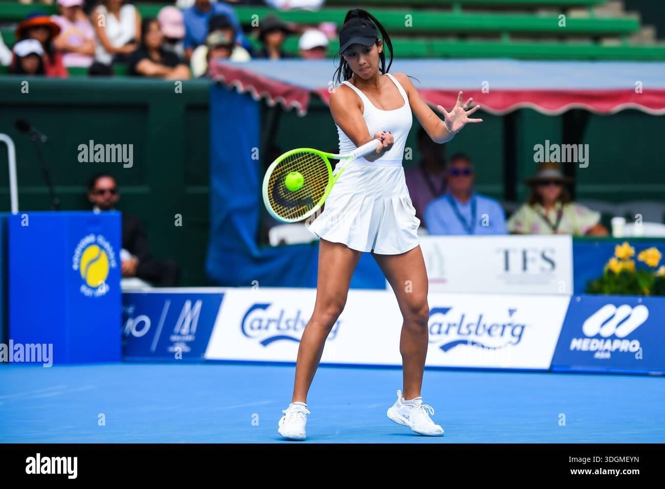 Priscilla Hon (AUS) is seen in action during the tennis match with ...
