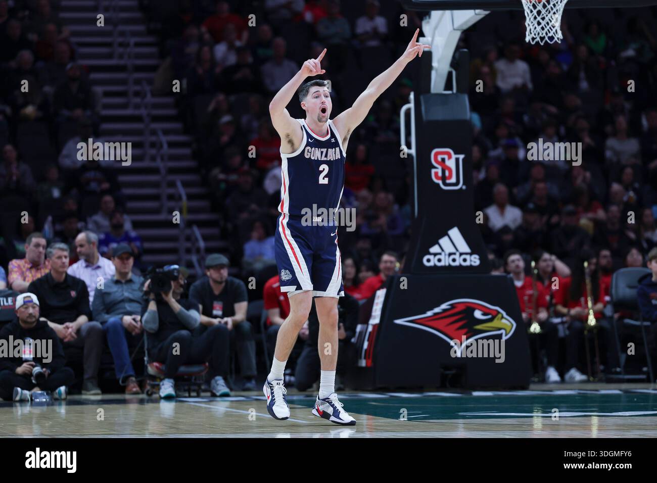 Gonzaga guard Steele Venters gestures during the first half of an NCAA ...