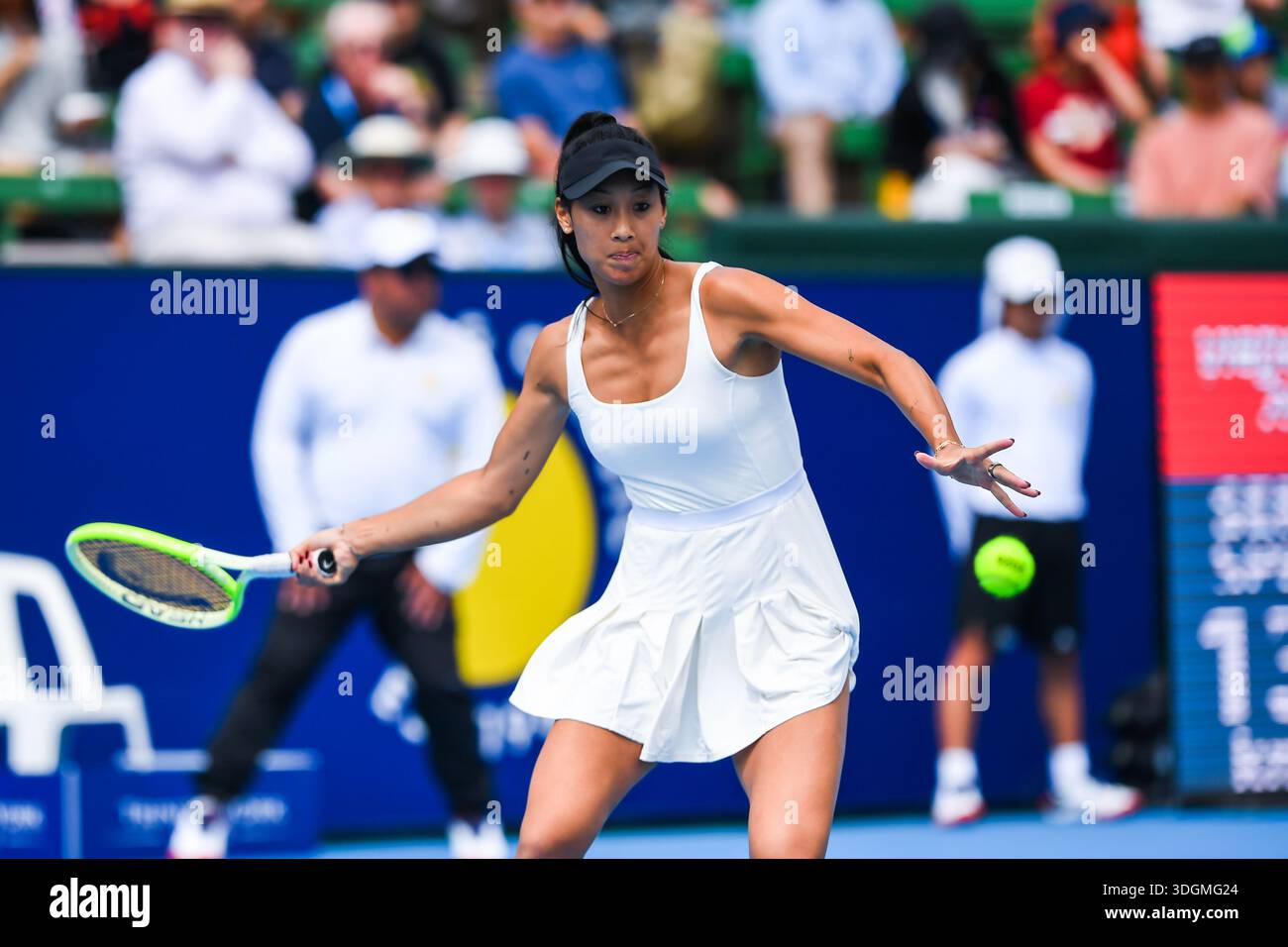 Priscilla Hon (AUS) is seen in action during the tennis match with ...