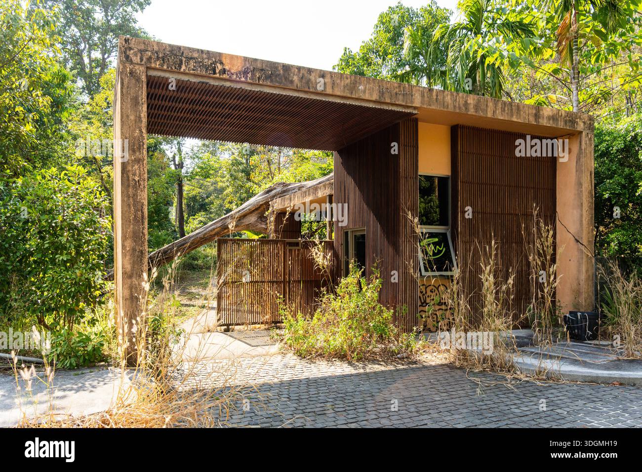 A view of the abandoned entrance leading to the sales gallery near the ...