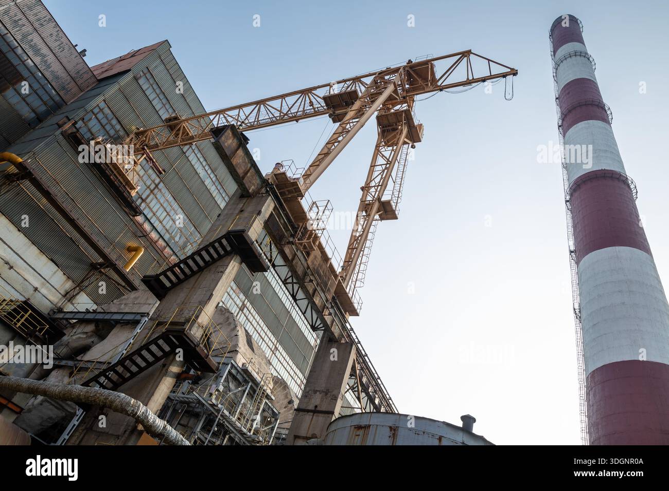 A massive gas exhaust system at a high-capacity thermal power plant ...