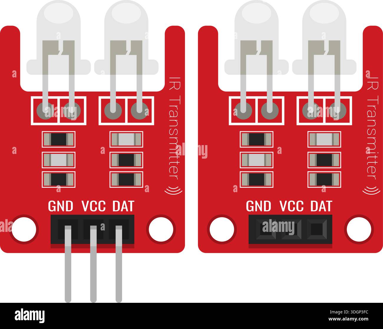 Two way IR Transmitter module set on transparent background. Infrared ...