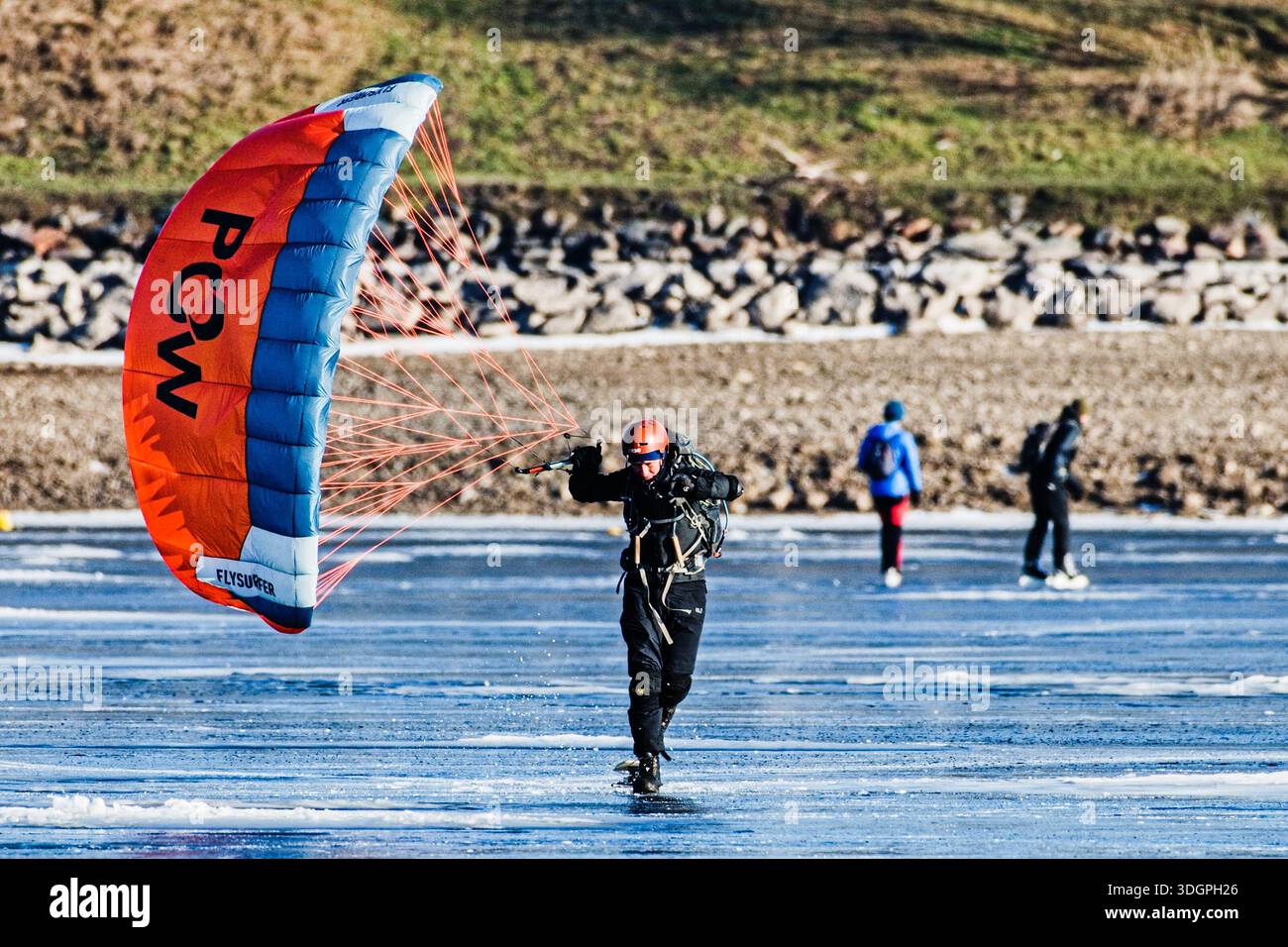 Brno, Czech Republic. 18th Jan, 2026. People skate on the frozen Brno ...