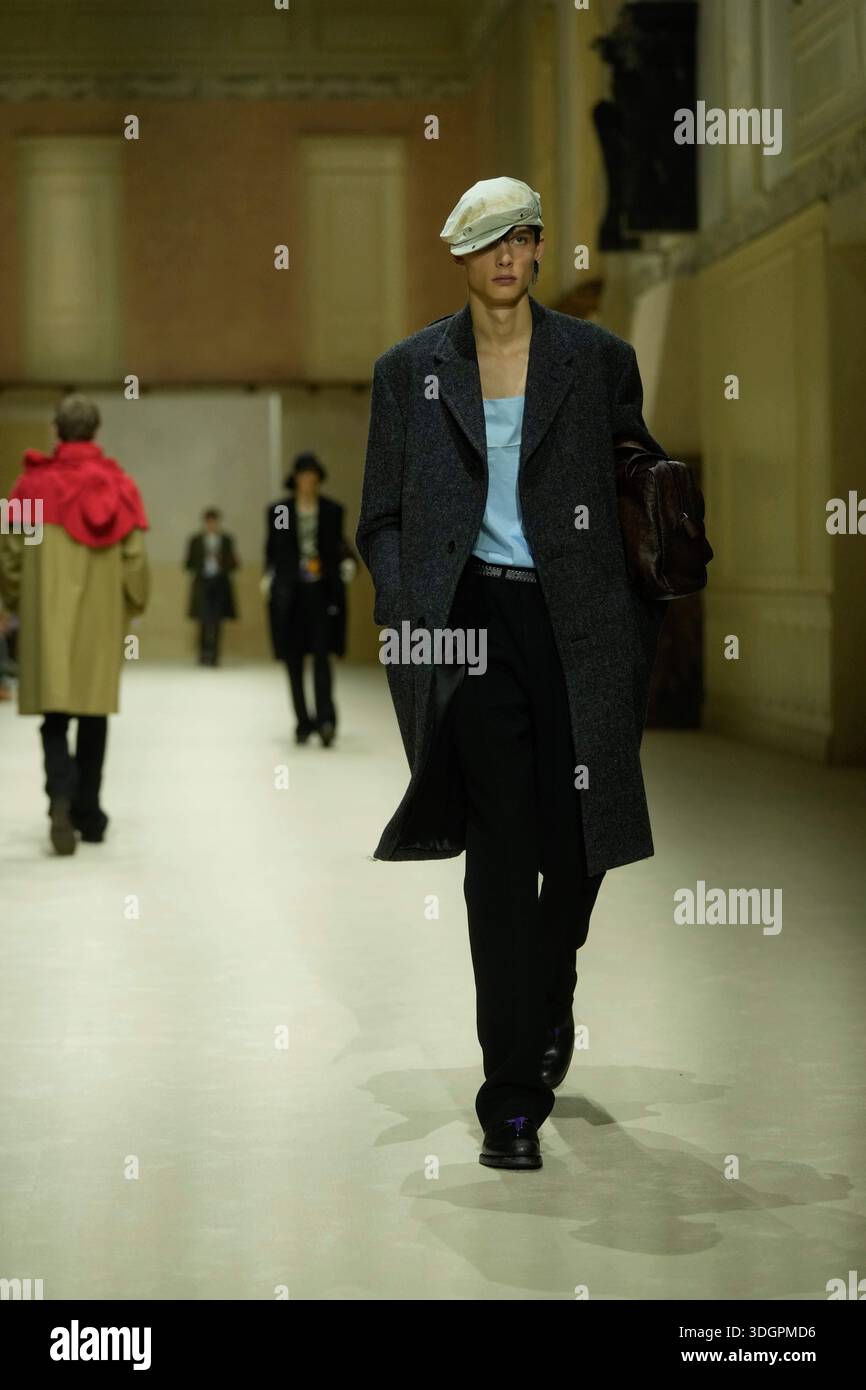 A model wears a creation as part of the Prada Fall/Winter 2026-2027 Men ...