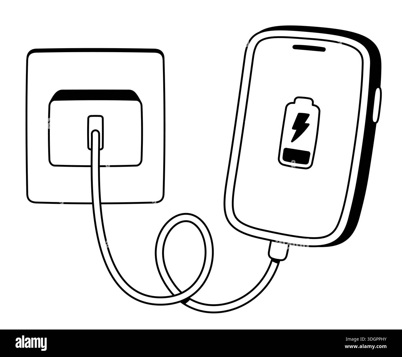 Charging wire vector vectors Black and White Stock Photos & Images - Alamy