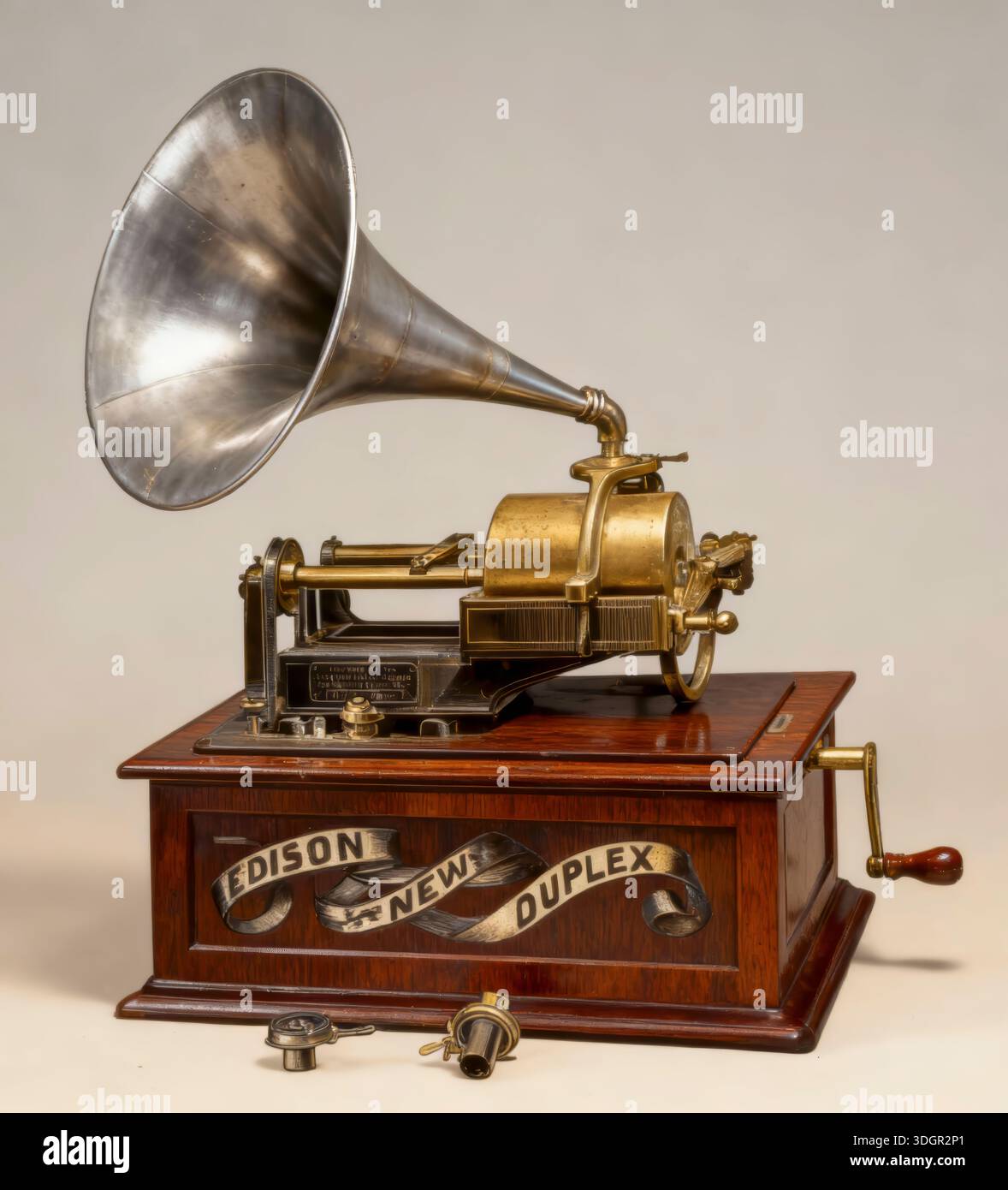 Historical illustration, 19th Century, Phonograph by Thomas Alva Edison ...