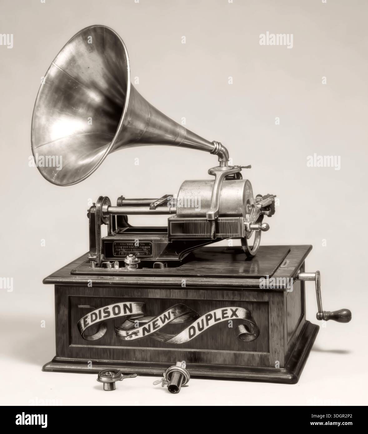 Historical illustration, 19th Century, Phonograph by Thomas Alva Edison ...