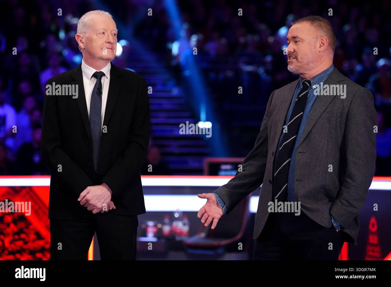 Former player’s Steve Davis (left) and Stephen Hendry ahead of the ...
