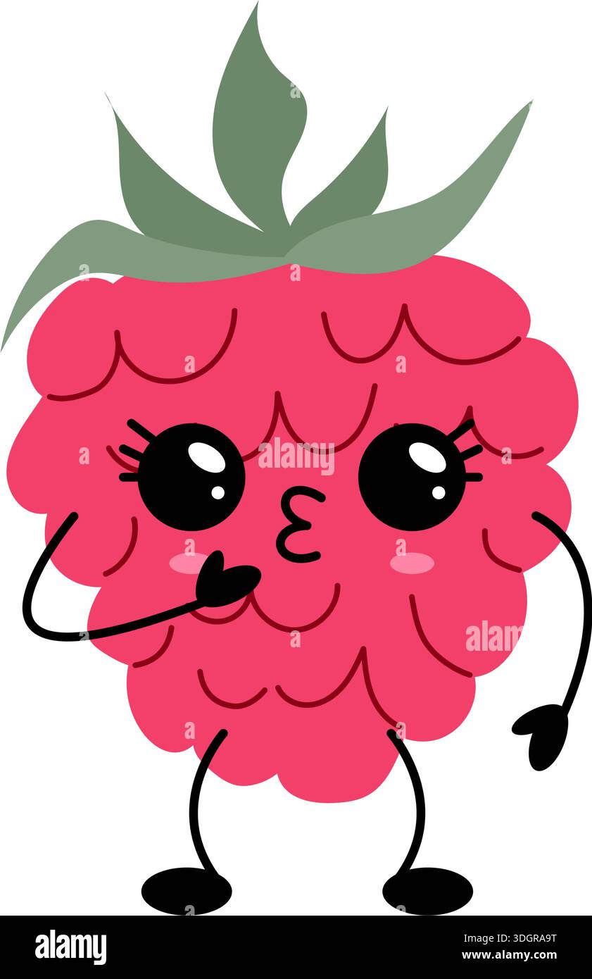 Cute kawaii raspberry fruit character illustration Stock Vector Image ...