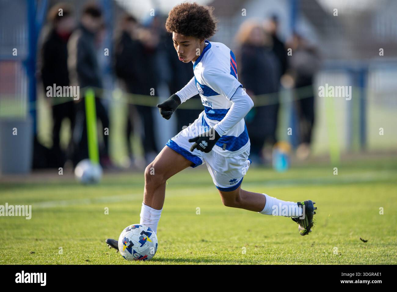 Leon Scarlett (QPR Dev) brings the ball under control during the ...